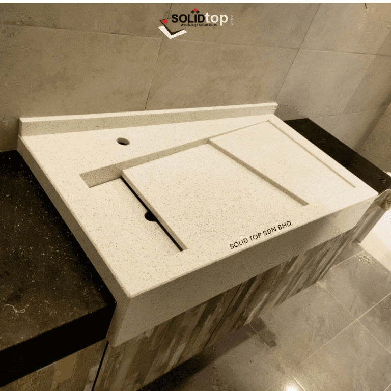 3 Layer Quartz customised sink White Quartz USJ 1-33 Subang Permai - Solid Top Sdn Bhd