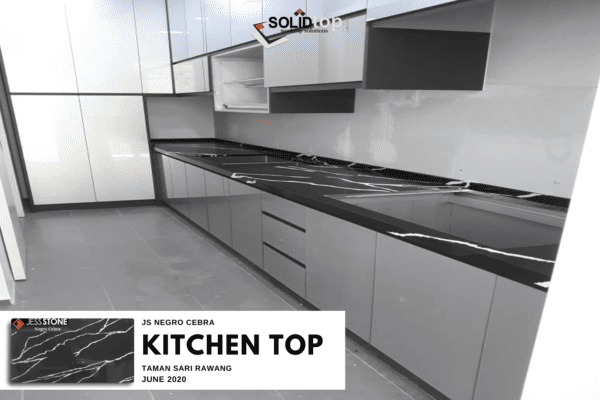 Quartz Surface - Jess Stone - Marble Series - Negro Cebra - Solid Top Sdn Bhd
