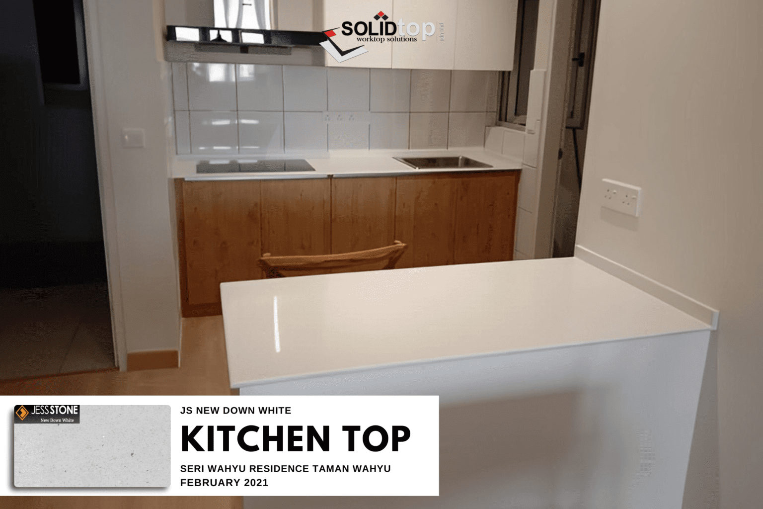 Quartz Surface - Jess Stone - Gem Series - New Down White - Solid Top Sdn Bhd